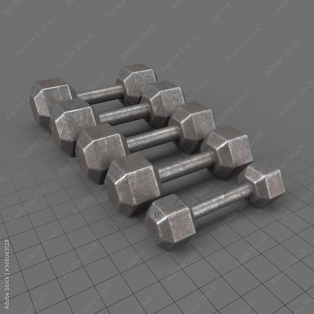 Dumbbell set Stock 3D asset | Adobe Stock