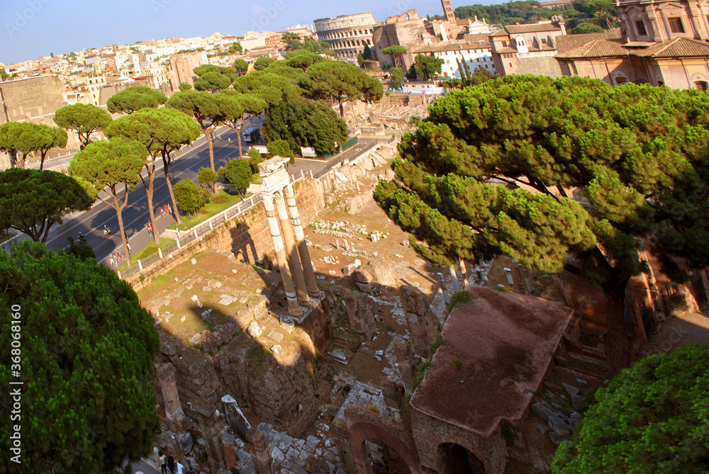 The view from above on remains of the imperial roman structure Forum of ...