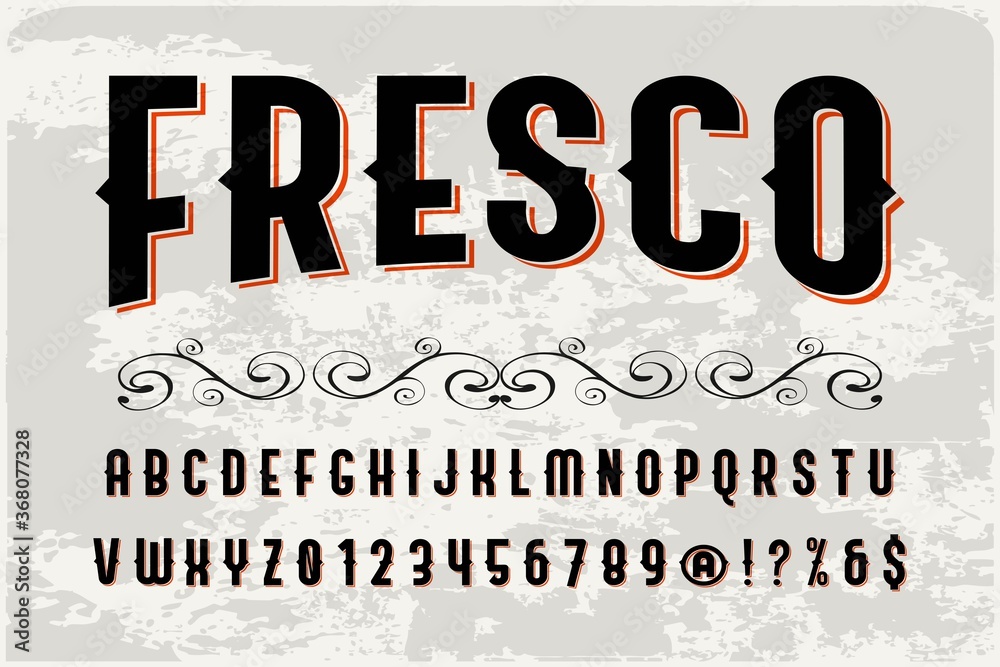 alphabet vintage font, white and black style background vector ...