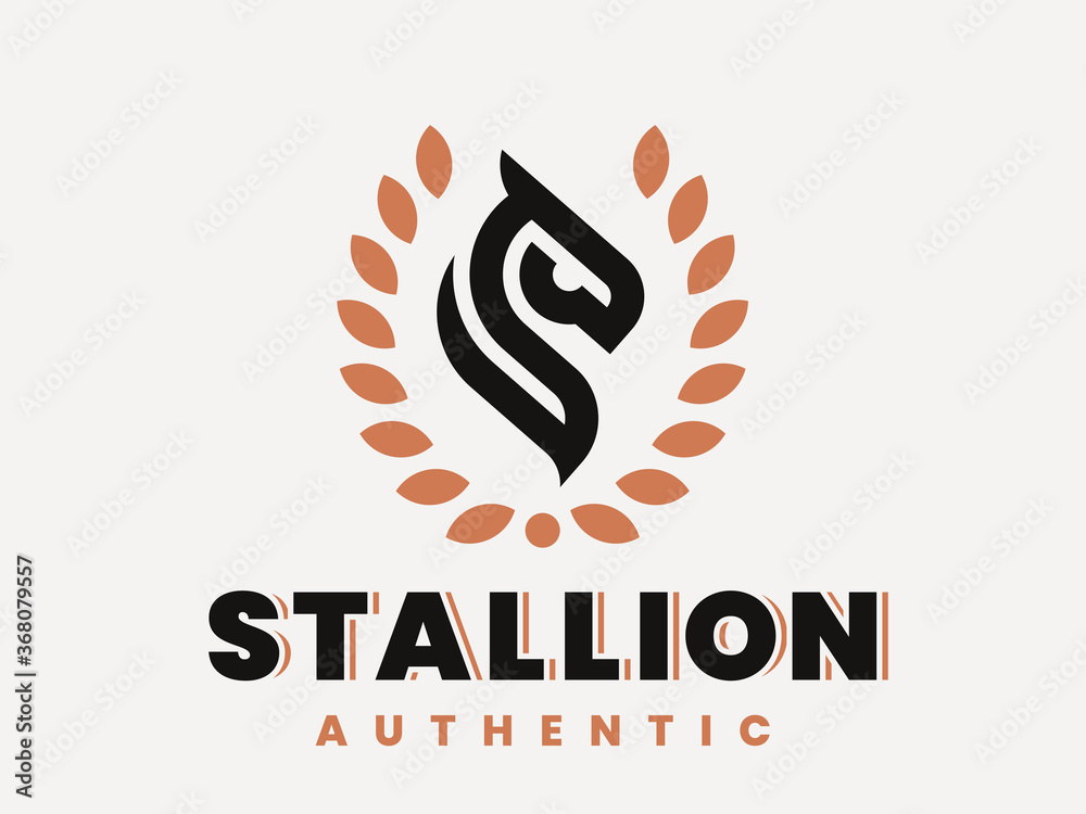 Horse modern logo. Stallion heraldic emblem design editable for your ...