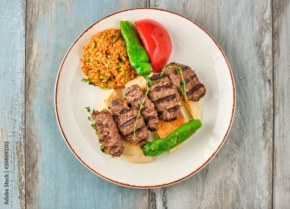 Turkish meatball traditional kofte. Spicy meatballs Kebab or Kebap ...