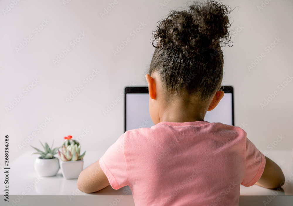 child using computer, child taking virtual classes Stock Photo | Adobe ...