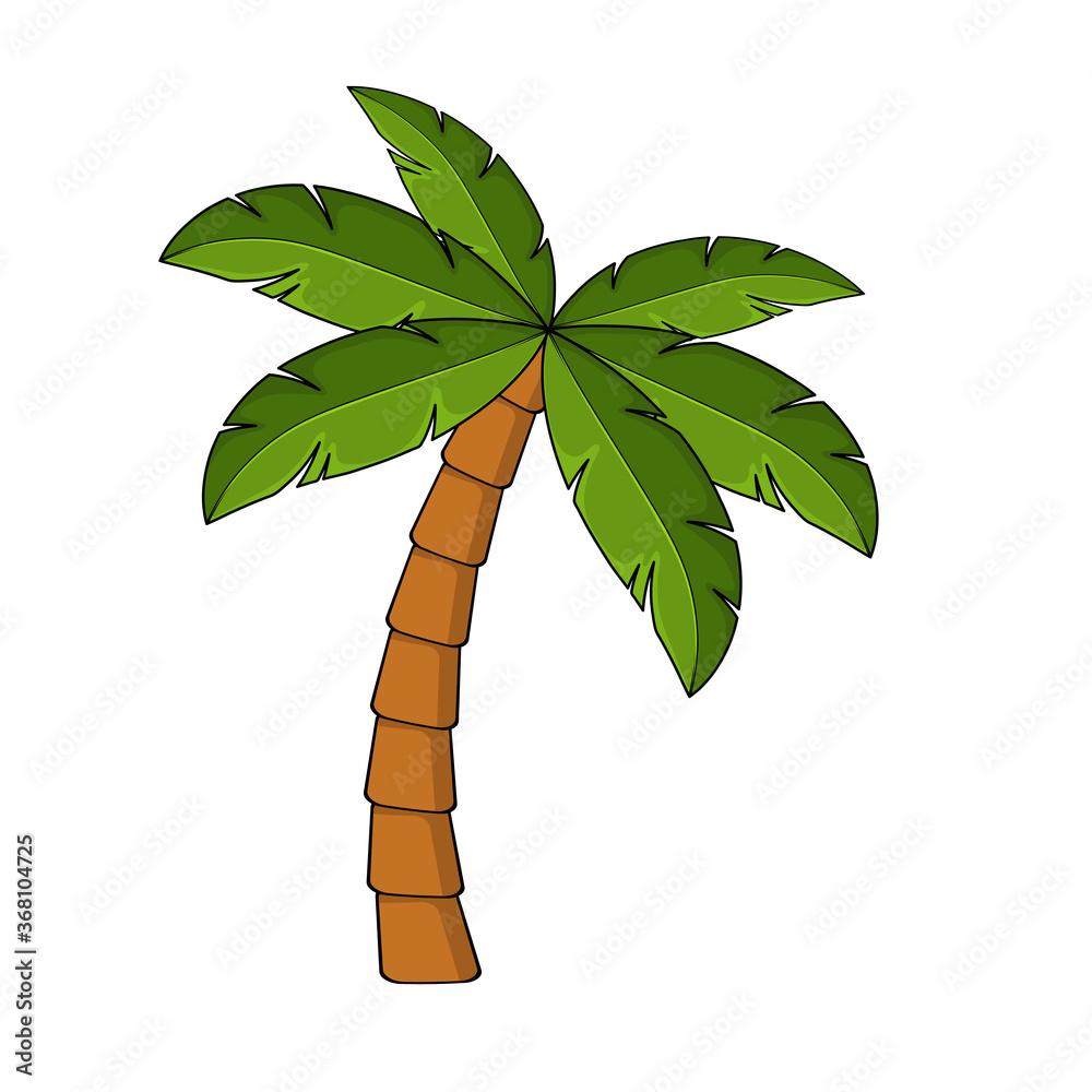 Palm tree cartoon isolated on white. Single palm clipart. Template for ...