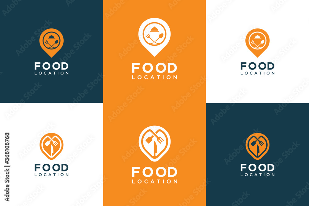 Set collection food location logo design. symbol fork, spoon, knife and ...