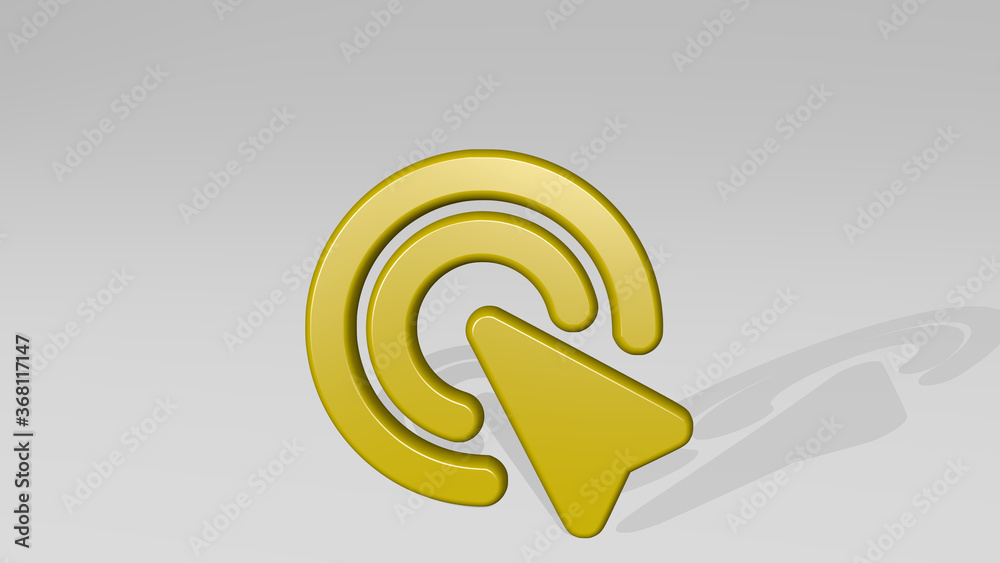 CURSOR DOUBLE CLICK stand with shadow. 3D illustration of metallic ...