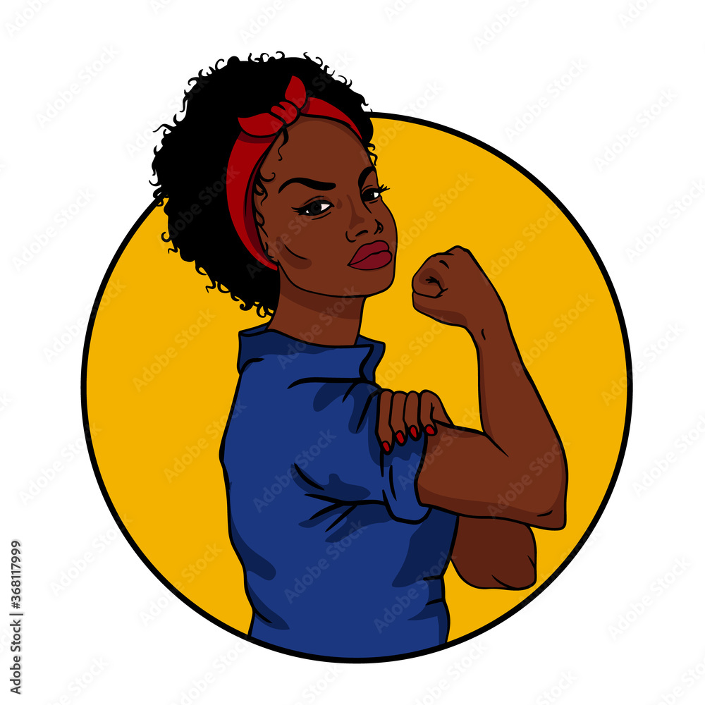 Vetor de Vector illustration in We Can Do It style. Beautiful and ...