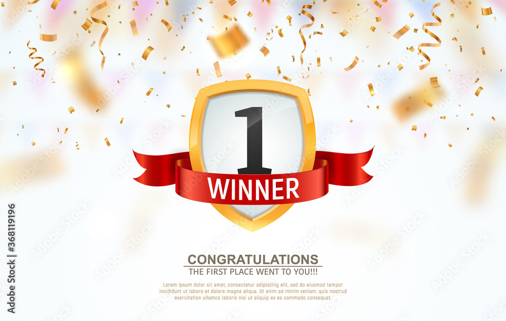 1 place competition vector illustration. Winner first number on a gold ...