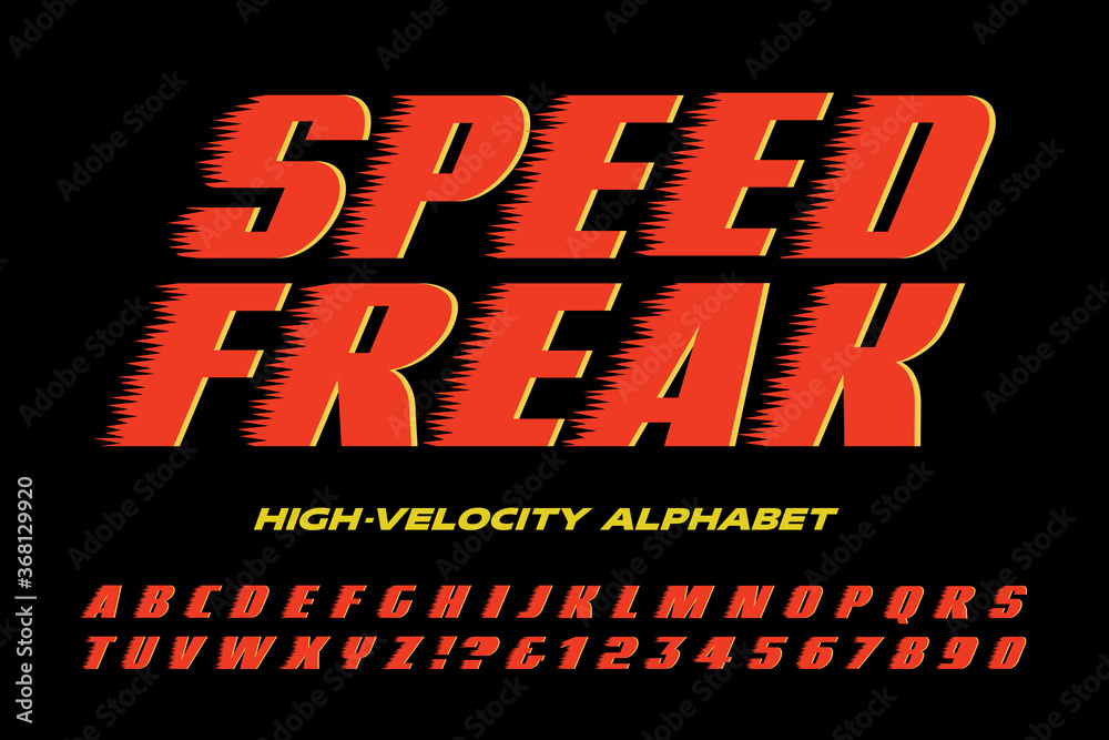 Speed Freak is a Bright Red Bold Font Alphabet; Speed or Fast Auto ...