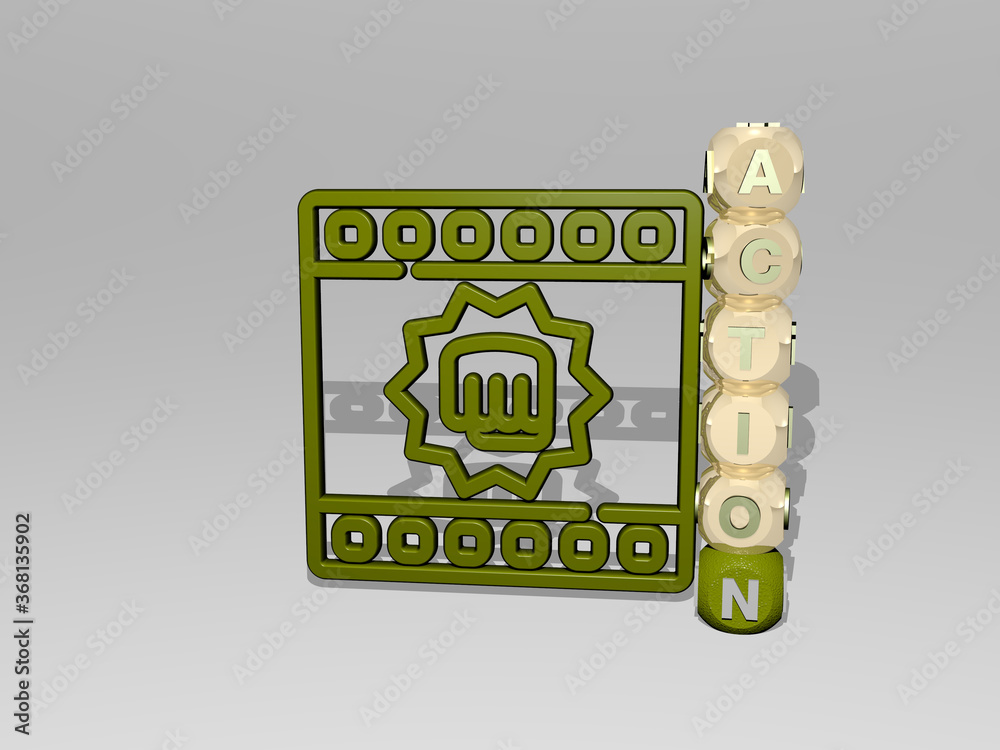 3D illustration of ACTION graphics and text around the icon made by ...