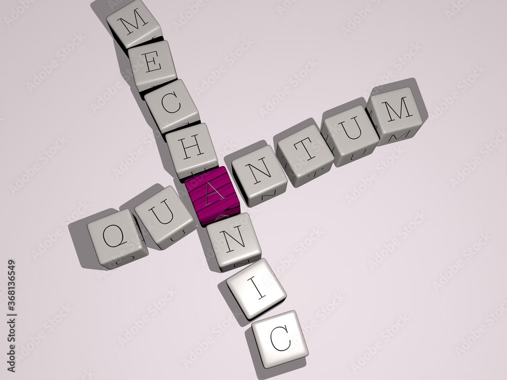 QUANTUM MECHANIC combined by dice letters and color crossing for the ...