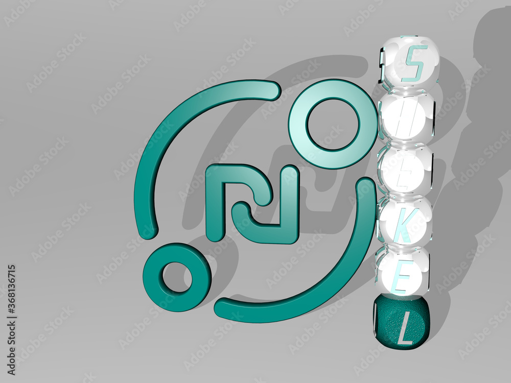 3D illustration of shekel graphics and text around the icon made by ...