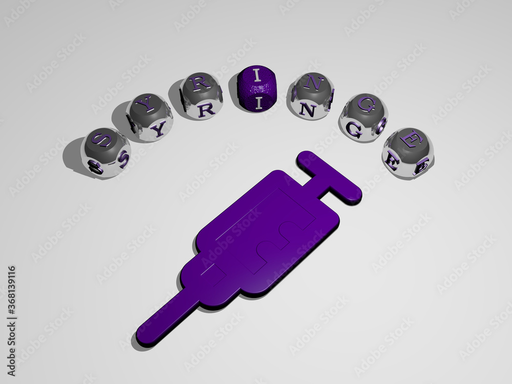 3D illustration of SYRINGE graphics and text around the icon made by ...
