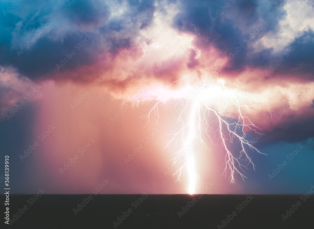 Large lightning strike as seen from drone. A Florida thunder storm ...