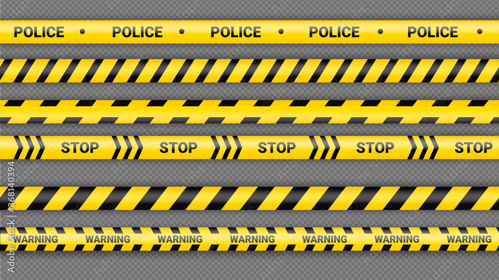 Police tape, crime danger line. Caution police lines isolated. Warning ...