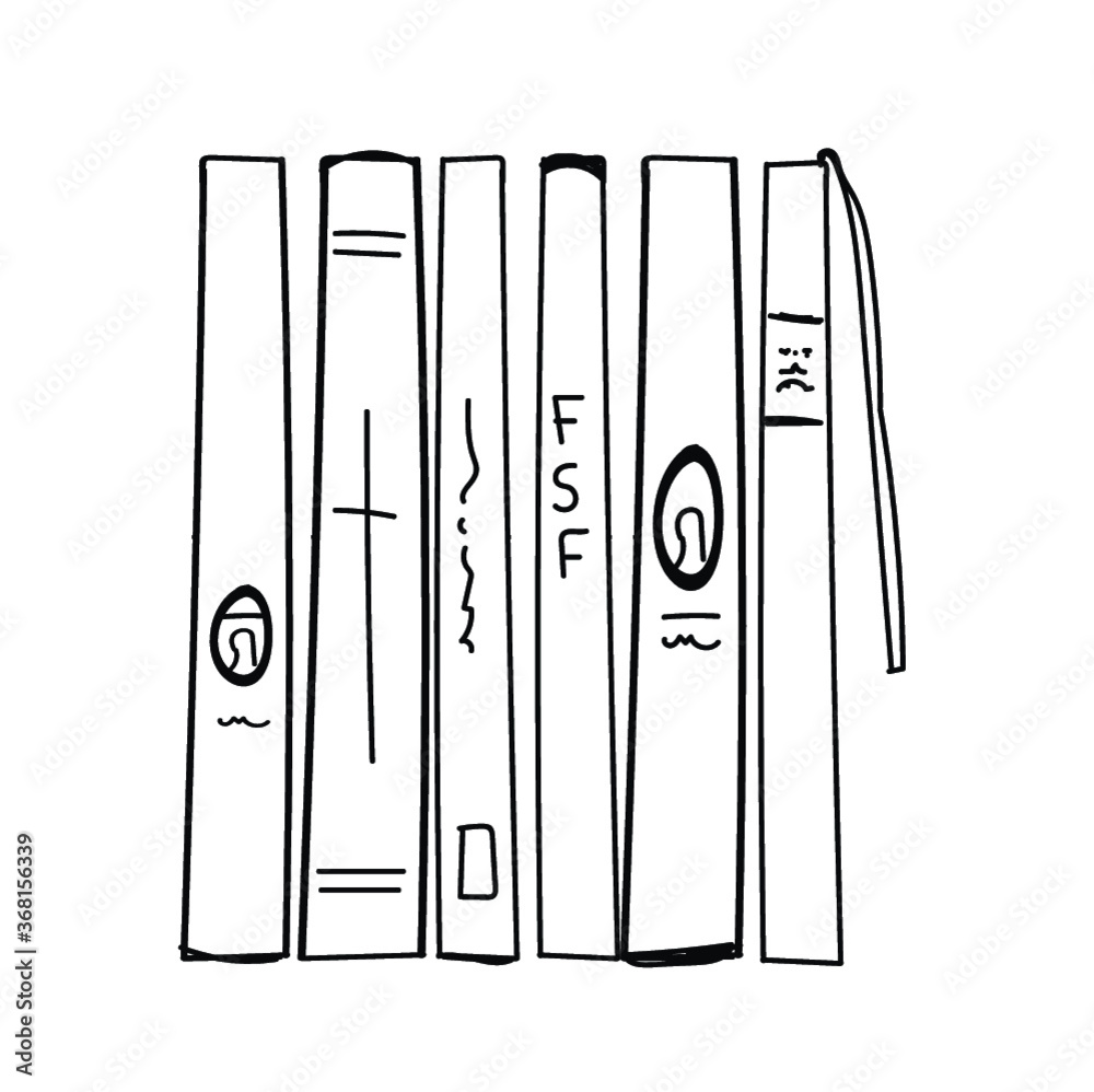 bookshelf sketch, vector books, illustration, shelf, book spine ...