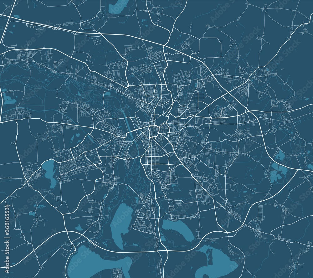 Leipzig map. Leipzig city map poster. Map of Leipzig street, urban area ...