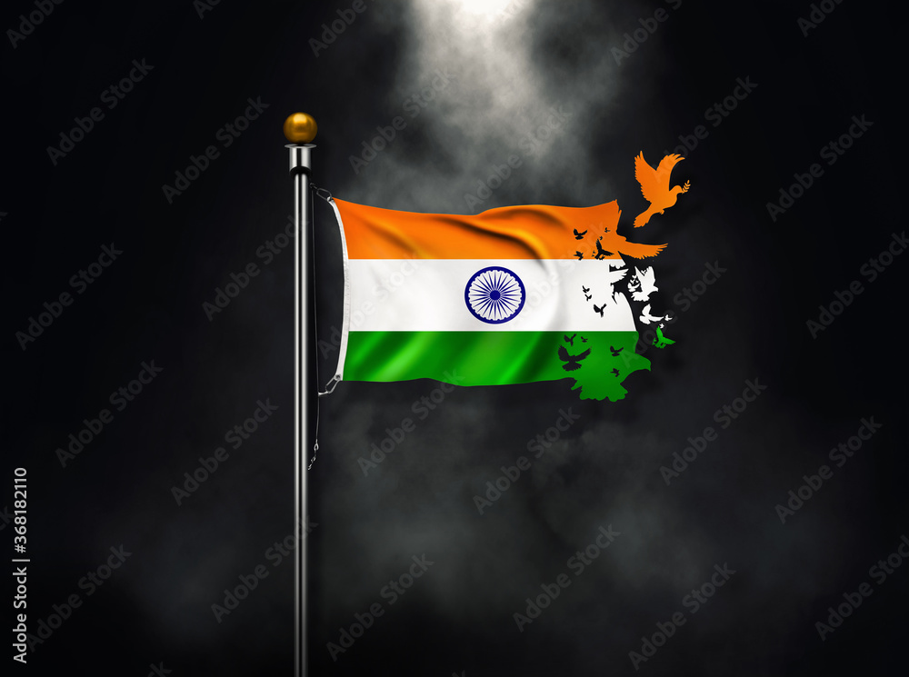 Flying India Flag with Background,3D illustration Stock Illustration ...