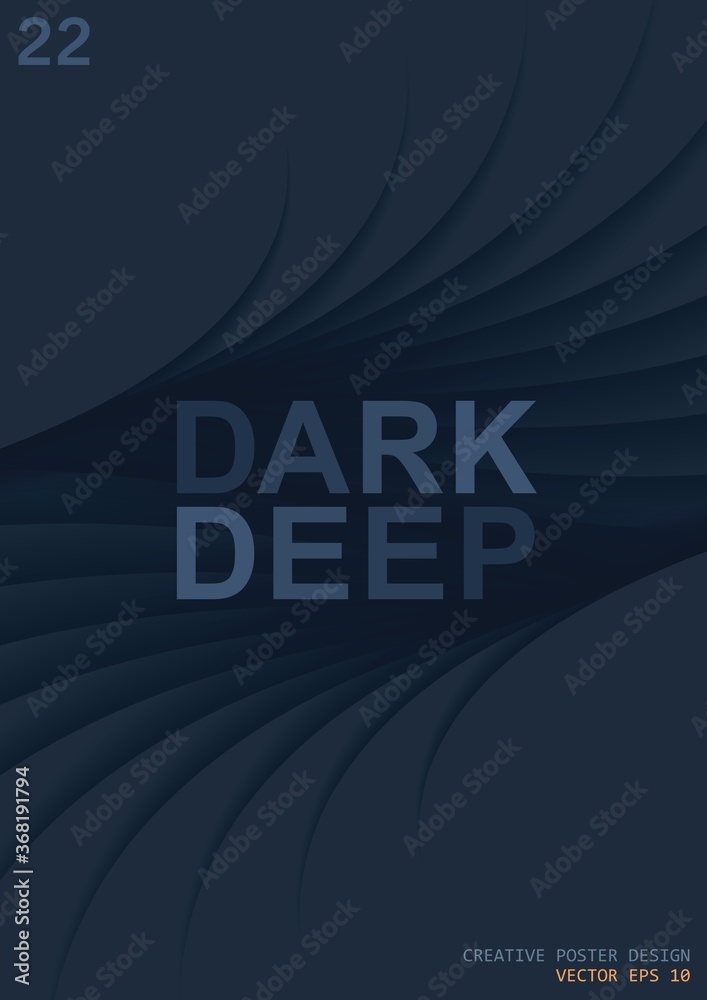 Dark deep. Creative 3D layered space with a perspective in depth. Dark ...