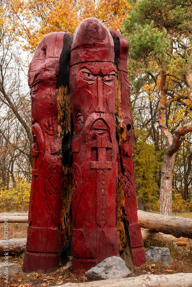 Ancient Slavic pagan idol, god Perun. Bald mountain Stock Photo | Adobe ...