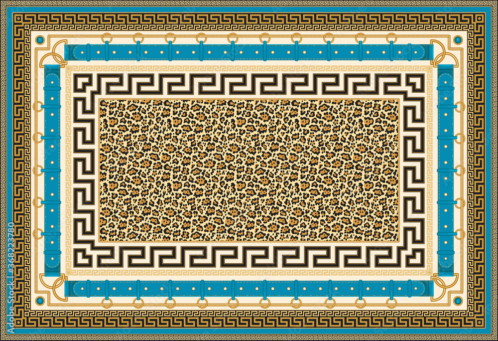 Carpet print from Fashionable leopard skin pattern, Greek meander ...