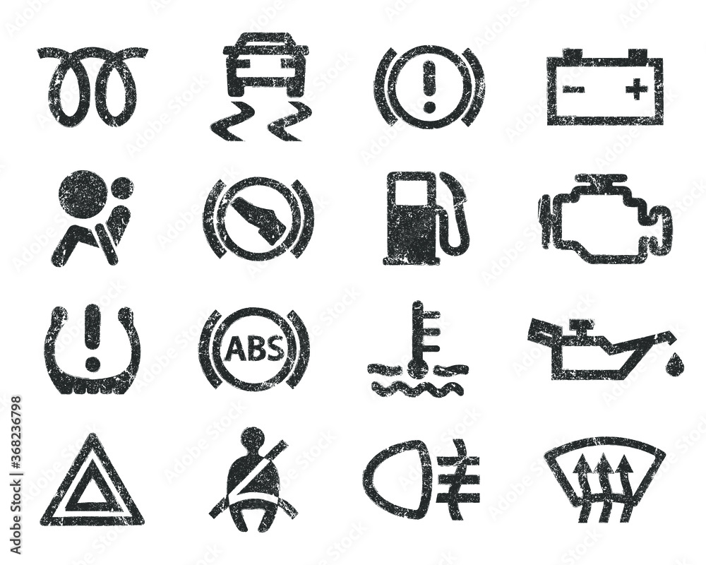 Car dashboard warning lights icons set. Vector illustration image ...