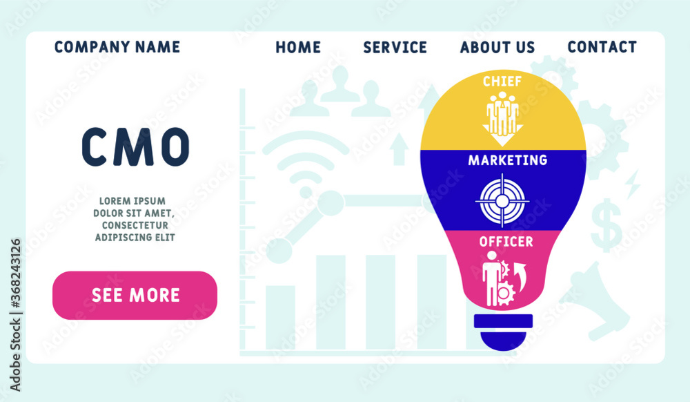 Vector website design template . CMO - Chief Marketing Officer acronym ...