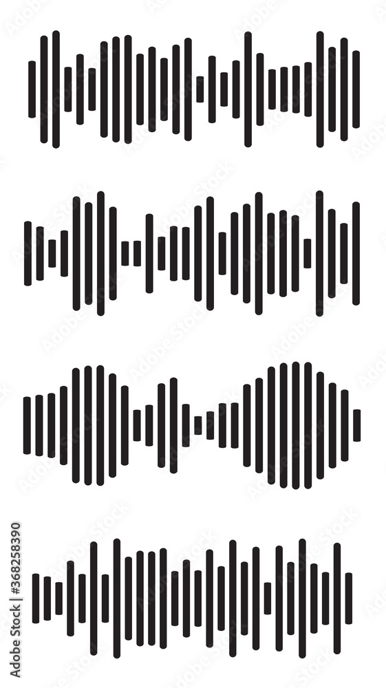 Equalizer charts icon set. Music signal frequency silhouette collection ...