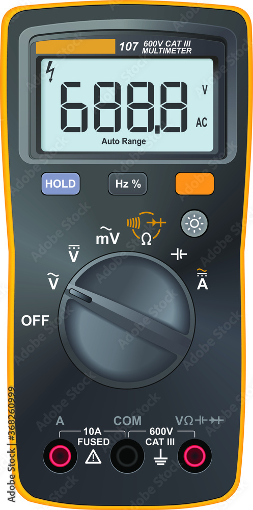 Vector illustration of digital electric multimeter. Voltage tester ...