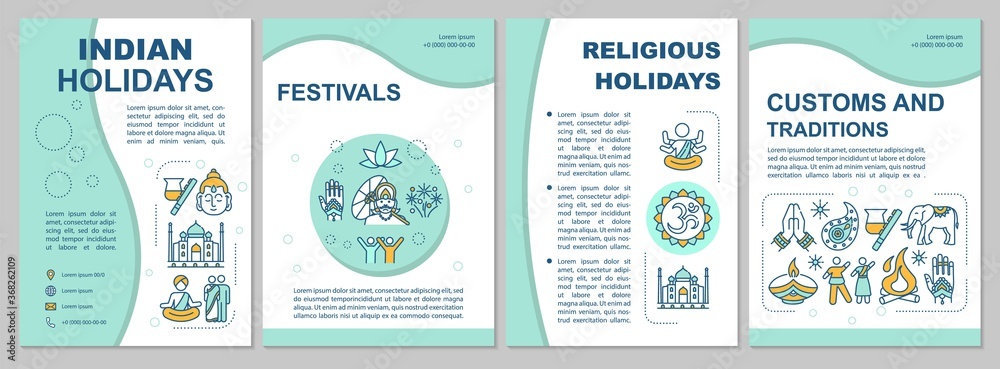 Indian culture brochure template. Indian holidays and traditions flyer ...