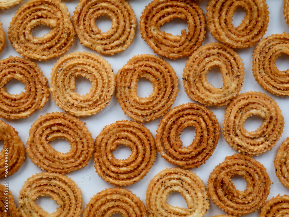 Nurukku or murukku a traditional Kerala snack made of rice powder as ...