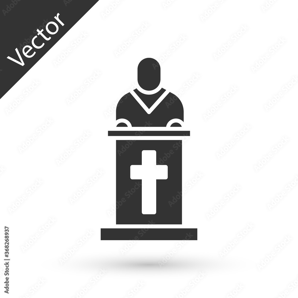 Grey Church pastor preaching icon isolated on white background. Vector ...
