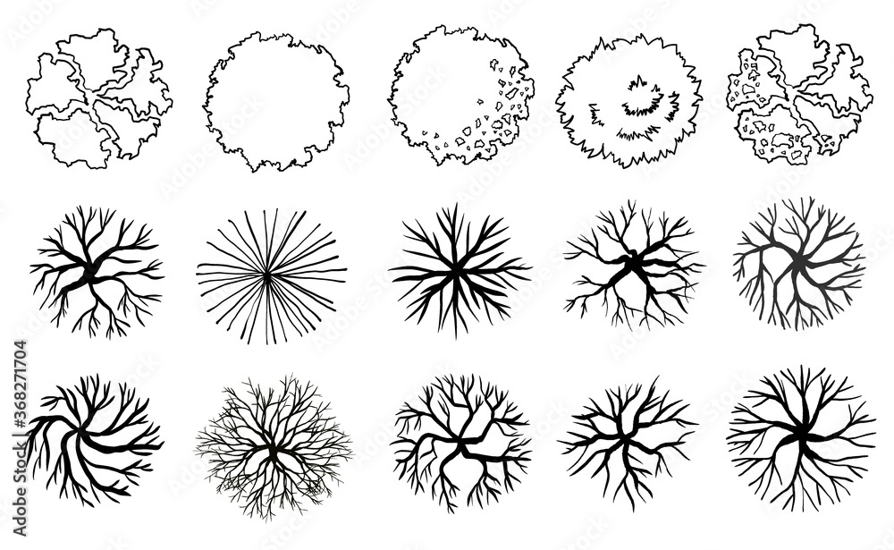 Set of tree top view for landscape plan and architecture layout Stock ...