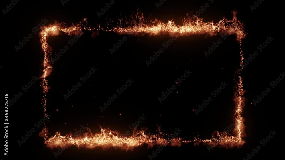 HOT OFFER. Burning abstract seamless looped rectangle animated frame on ...