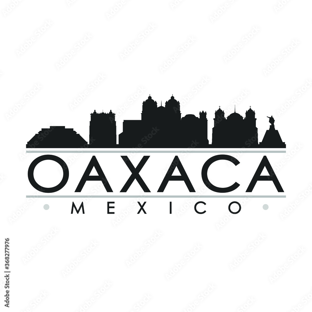 Oaxaca Mexico Skyline Silhouette City. Cityscape Design Vector. Famous ...