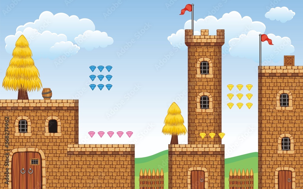 Tile set platform for game, A set of layered vector game asset ...