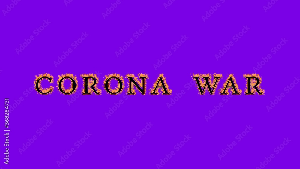 corona war fire text effect violet background. animated text effect with high visual impact ...
