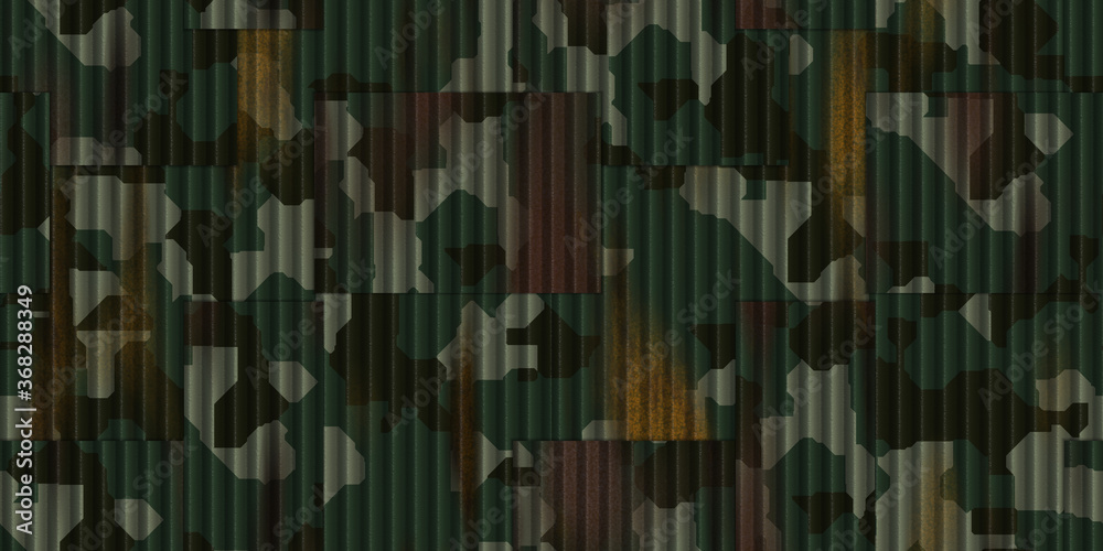 Military Wavy iron wall pattern. Fluted metal fencing backdrop ...