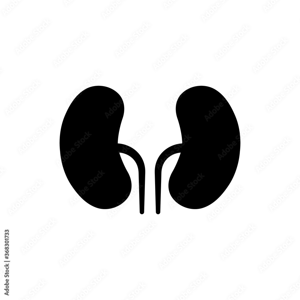 Kidneys icon. People kidneys black shape vector illustration isolated ...