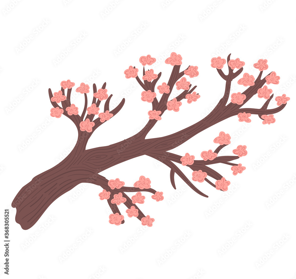 Decorative pink sakura tree concept, oriental cherry blossom, asian ...