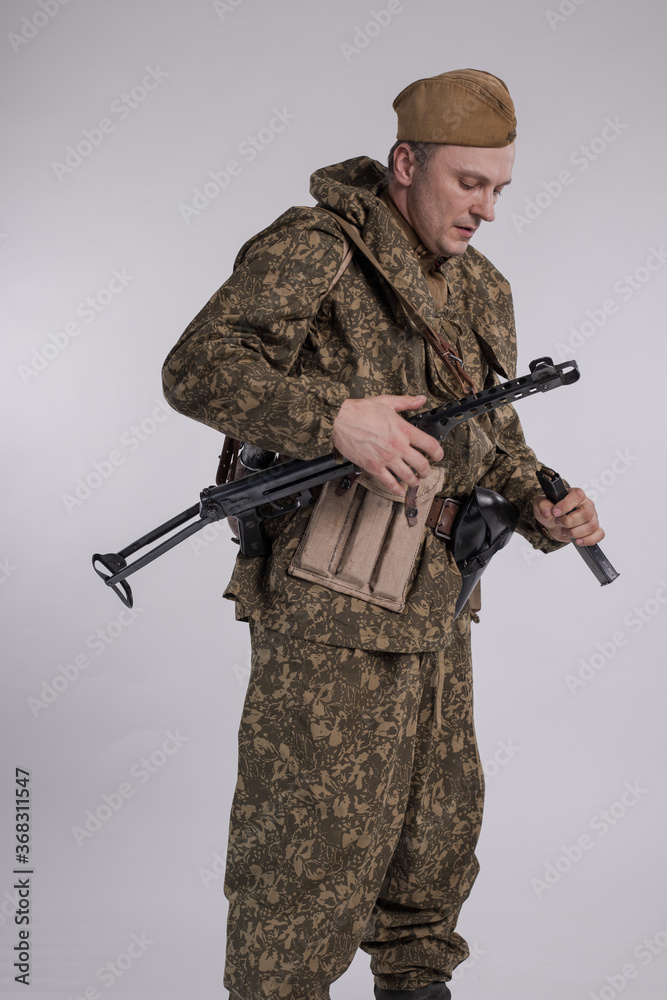 Male actor in the uniform of an officer of the reconnaissance forces of ...