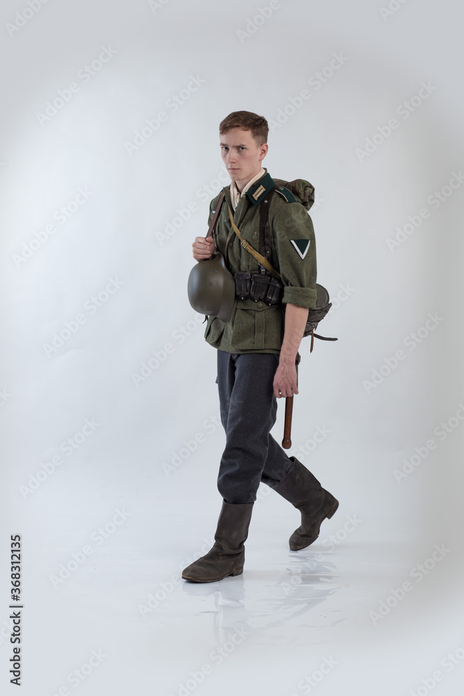 Male actor reenactor in historical uniform as an officer of the German ...