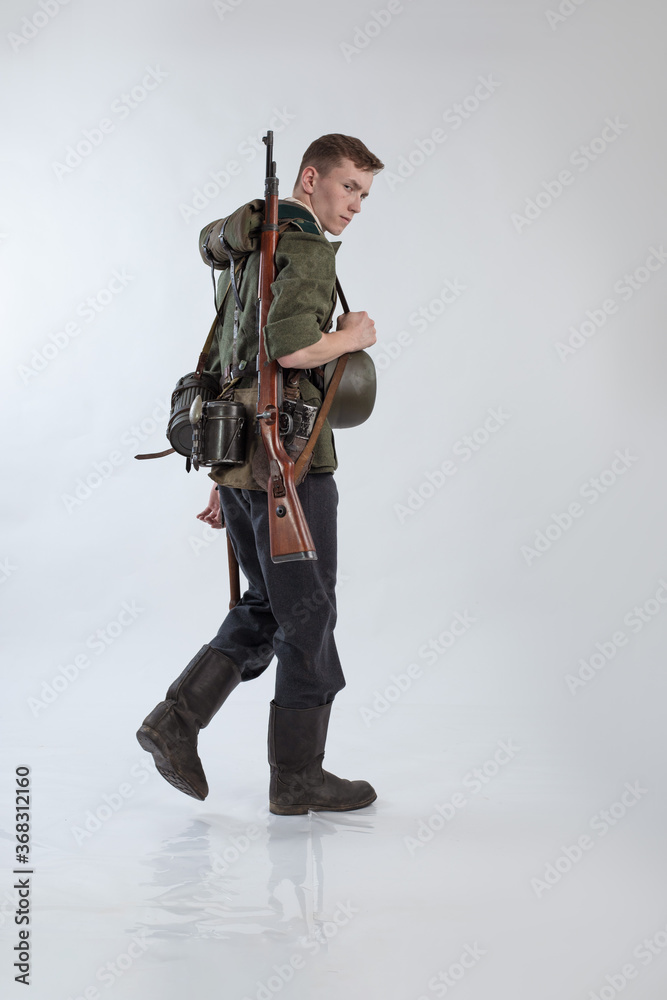 Male actor reenactor in historical uniform as an officer of the German ...