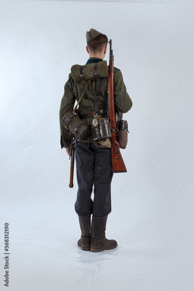 Male actor reenactor in historical uniform as an officer of the German ...