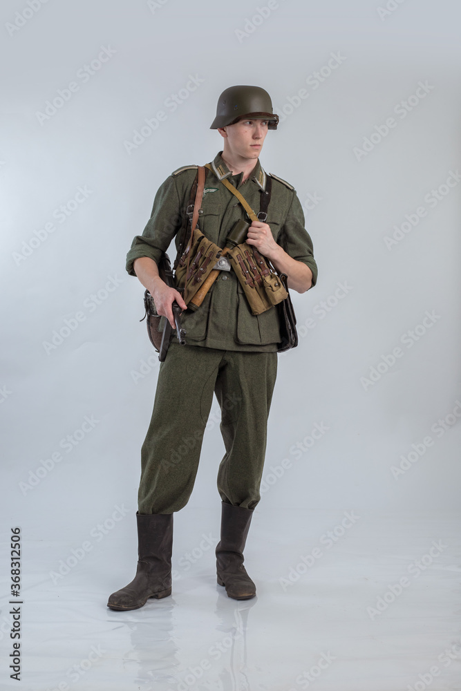 Male actor in the uniform of a German army officer during World War II ...