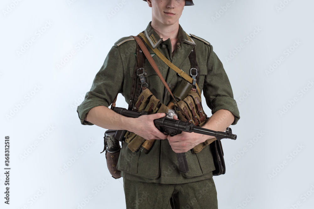 Male actor in the uniform of a German army officer during World War II ...