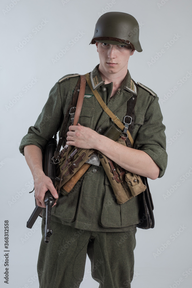 Male actor in the uniform of a German army officer during World War II ...