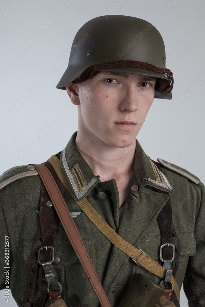 Male actor in the uniform of a German army officer during World War II ...