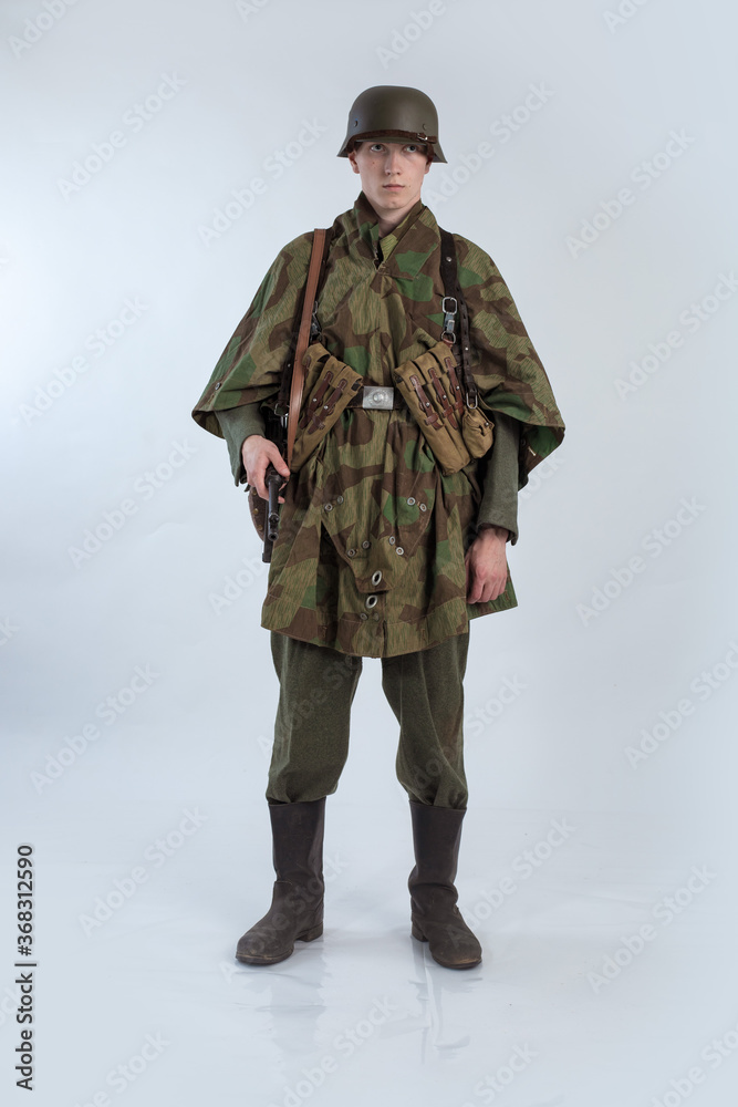 Male actor in the uniform of a German army officer during World War II ...