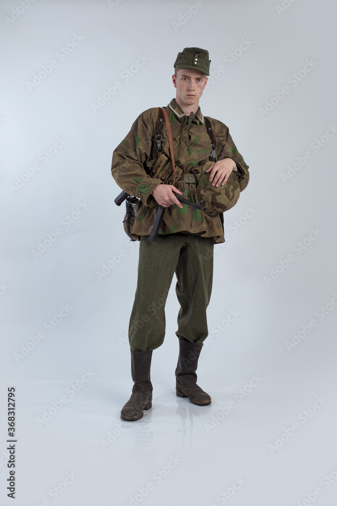 Male actor in the uniform of a German army solder during World War II ...