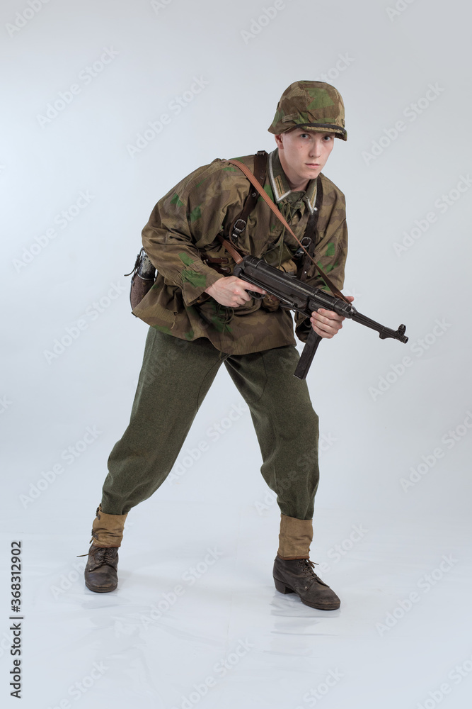 Male actor in the uniform of a German army solder during World War II ...